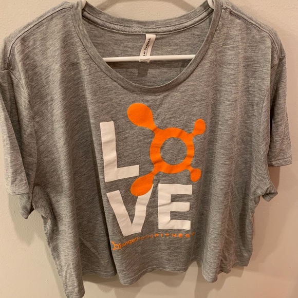 Tops | Gray Love Splat Orangetheory Crop Top In Xxl | Poshmark